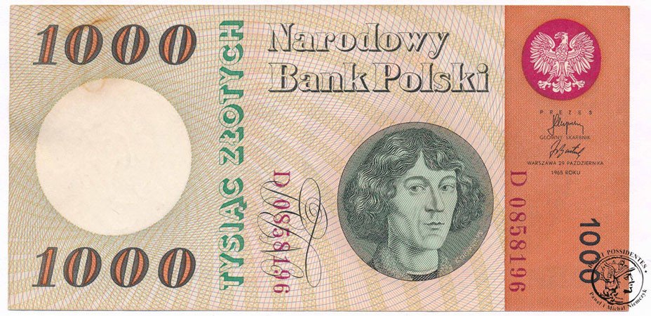 Banknot 100 złotych 1965 Kopernik seria F st. 2+ | archiwum.niemczyk.pl