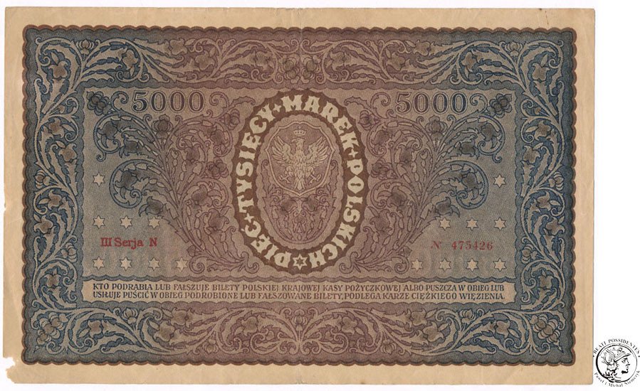 5000 marek polskich 1920 III Serja N st.4- | archiwum.niemczyk.pl