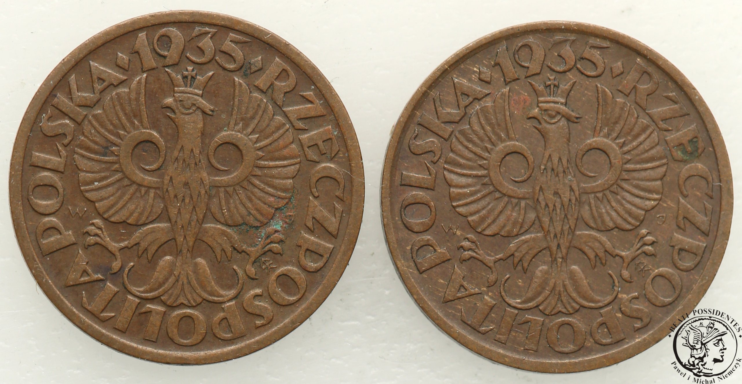 Polska II RP 1 grosz 1935 lot 2 szt. st.3+ | archiwum.niemczyk.pl