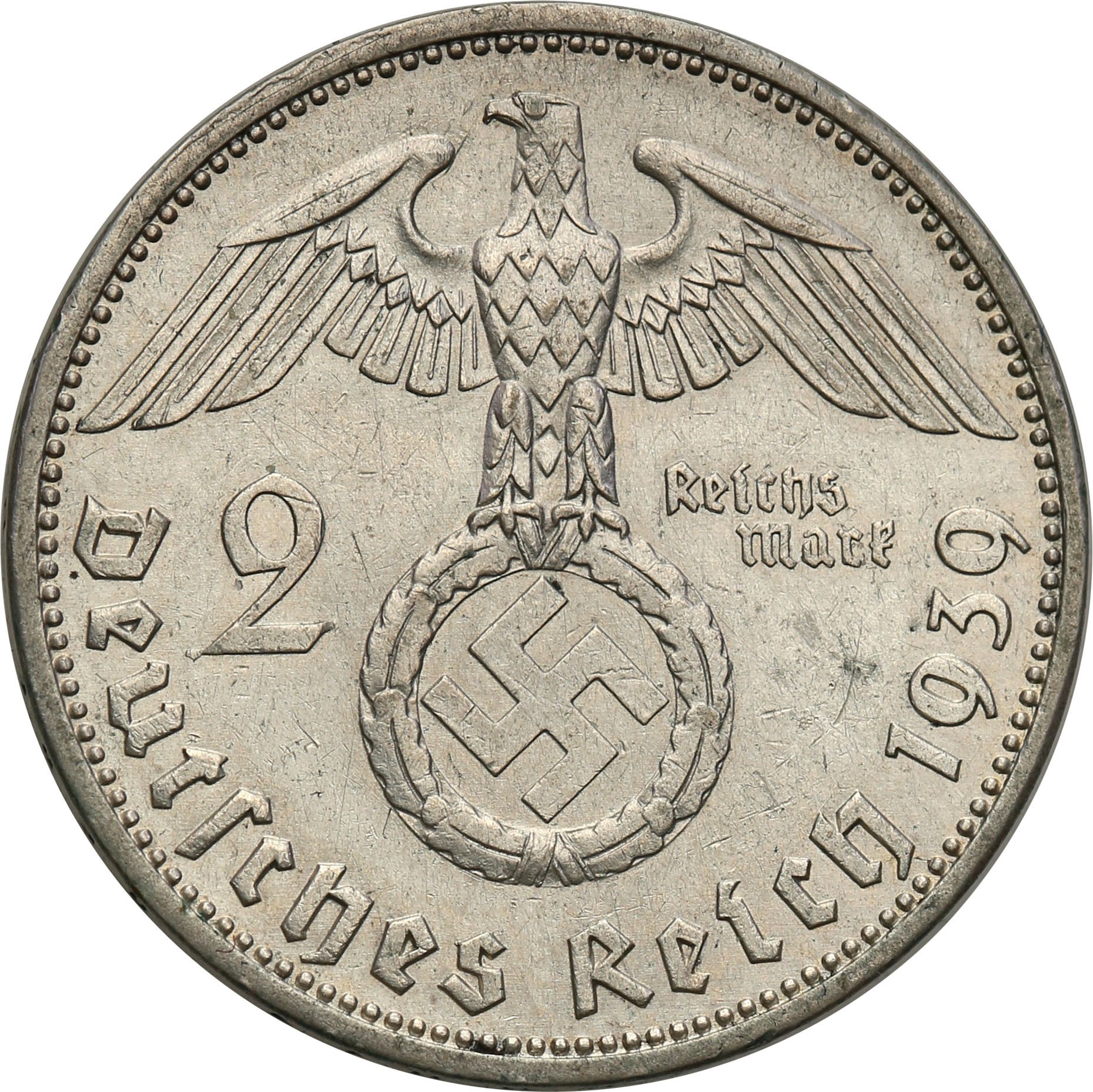 Niemcy III Rzesza 2 Marki 1939 A st.3+ | archiwum.niemczyk.pl