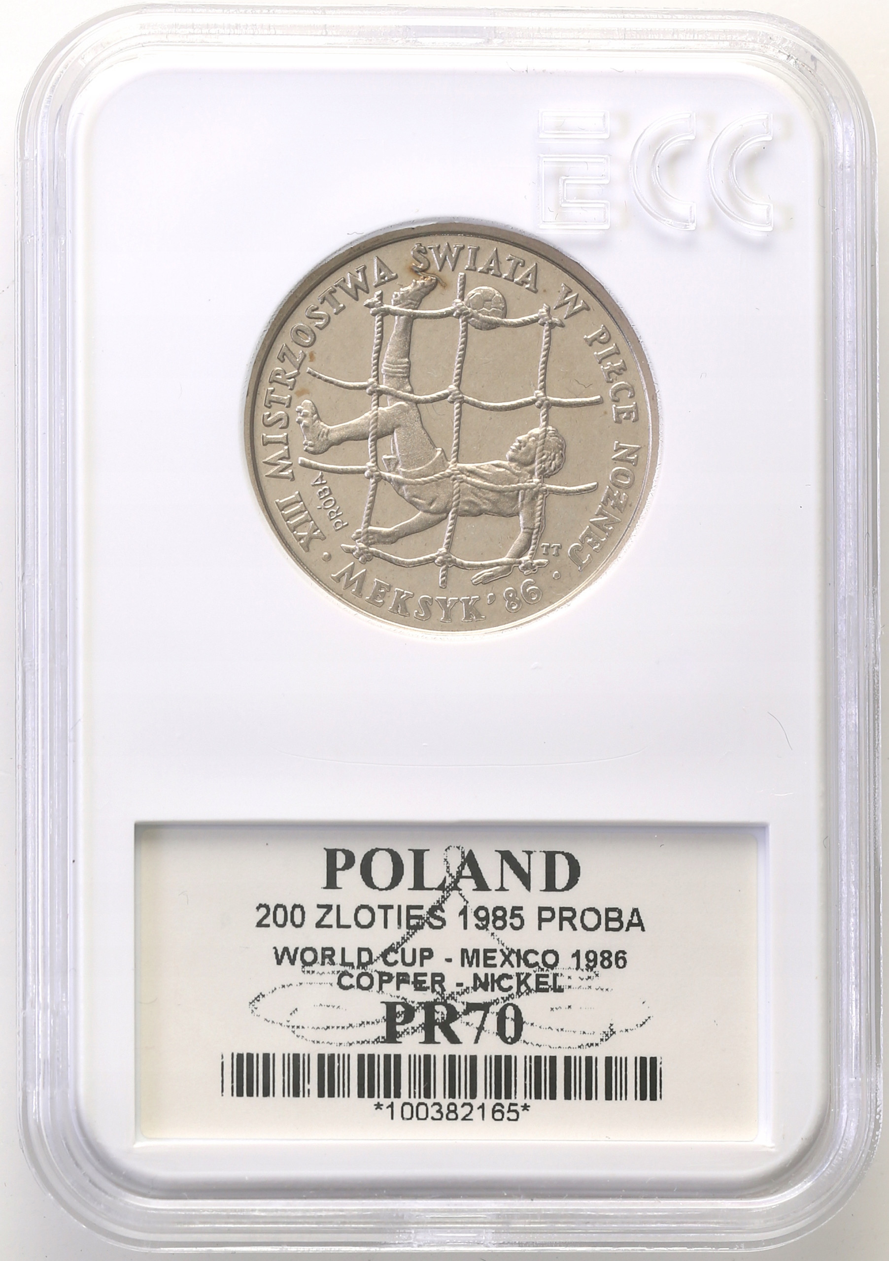 PRÓBA CuNi 200 zł 1985 MŚ piłka Meksyk GCN PR70 | archiwum.niemczyk.pl
