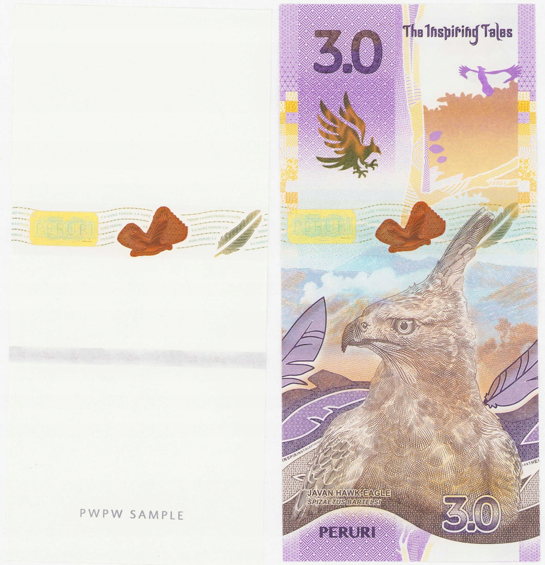 PERURI banknot 3.0 w folderze - wojownik jawajski | archiwum.niemczyk.pl