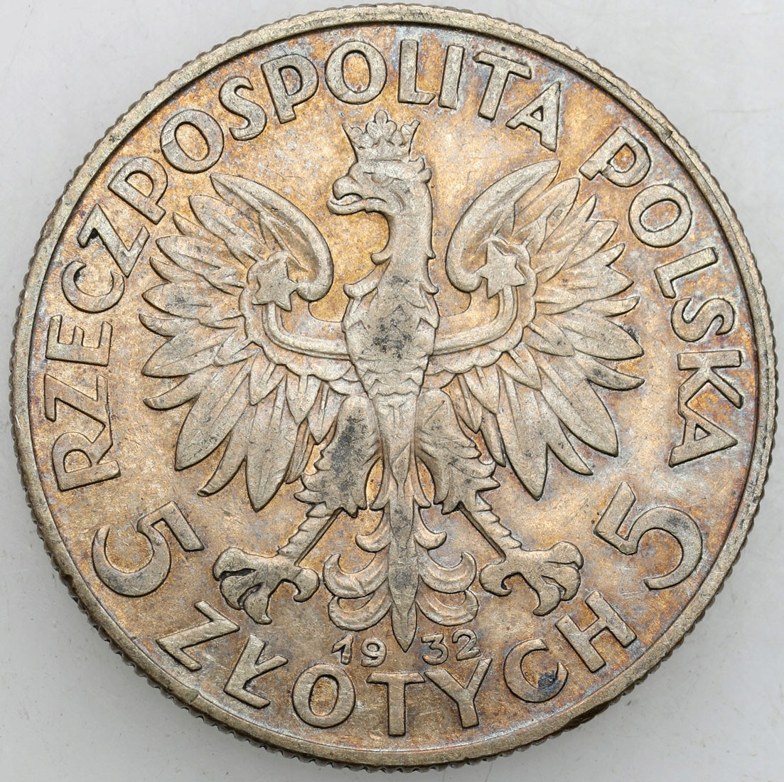 II RP. 5 złotych Głowa Kobiety 1932 (bez znaku) | archiwum.niemczyk.pl