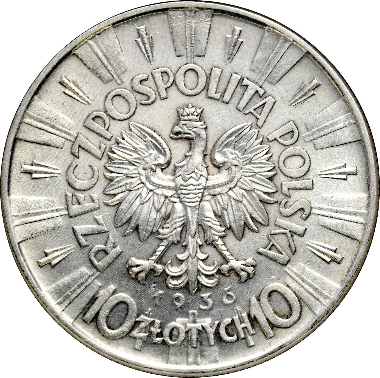II RP. 10 złotych 1936 Piłsudski PCG MS68 | archiwum.niemczyk.pl