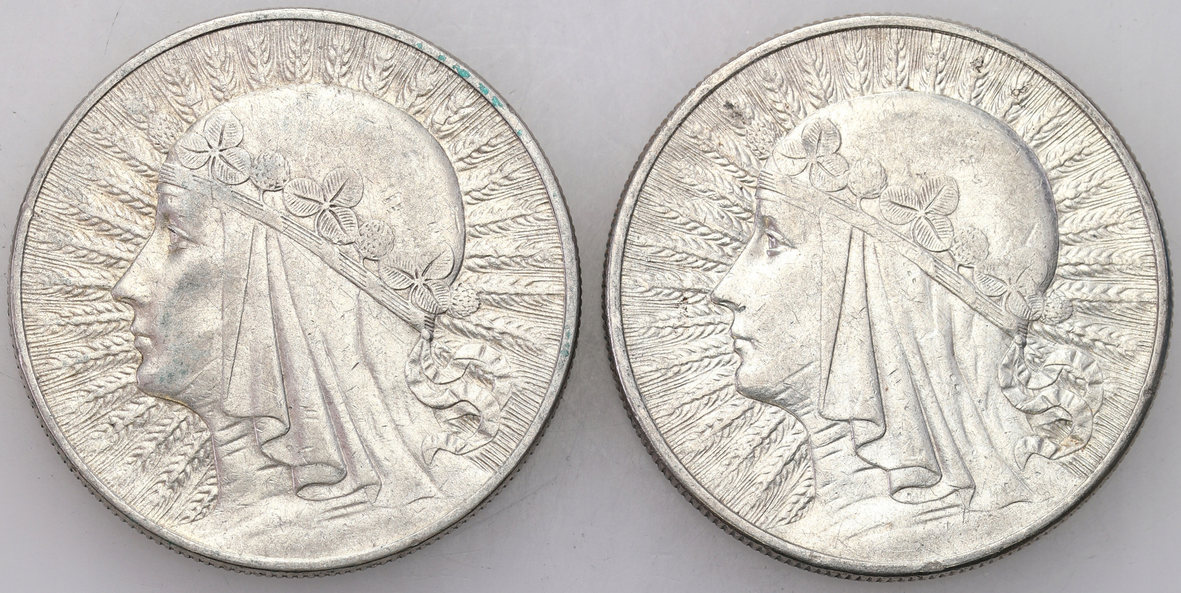 II RP. 10 złotych 1932–1933 głowa kobiety SREBRO – 2 szt | archiwum.niemczyk.pl