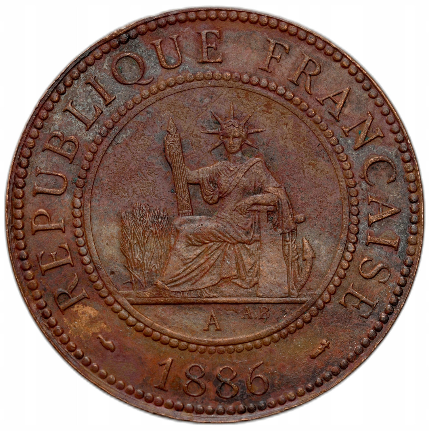 Indochiny Francuskie. 1 cent 1886 A, Paryż | archiwum.niemczyk.pl