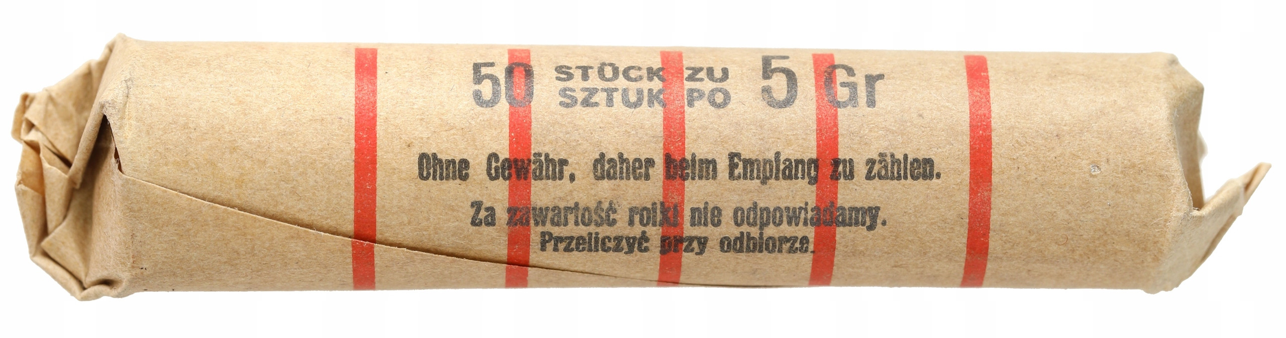 Generalna Gubernia. RULON BANKOWY 5 groszy 1939 - 50 sztuk – RZADKOŚĆ ...