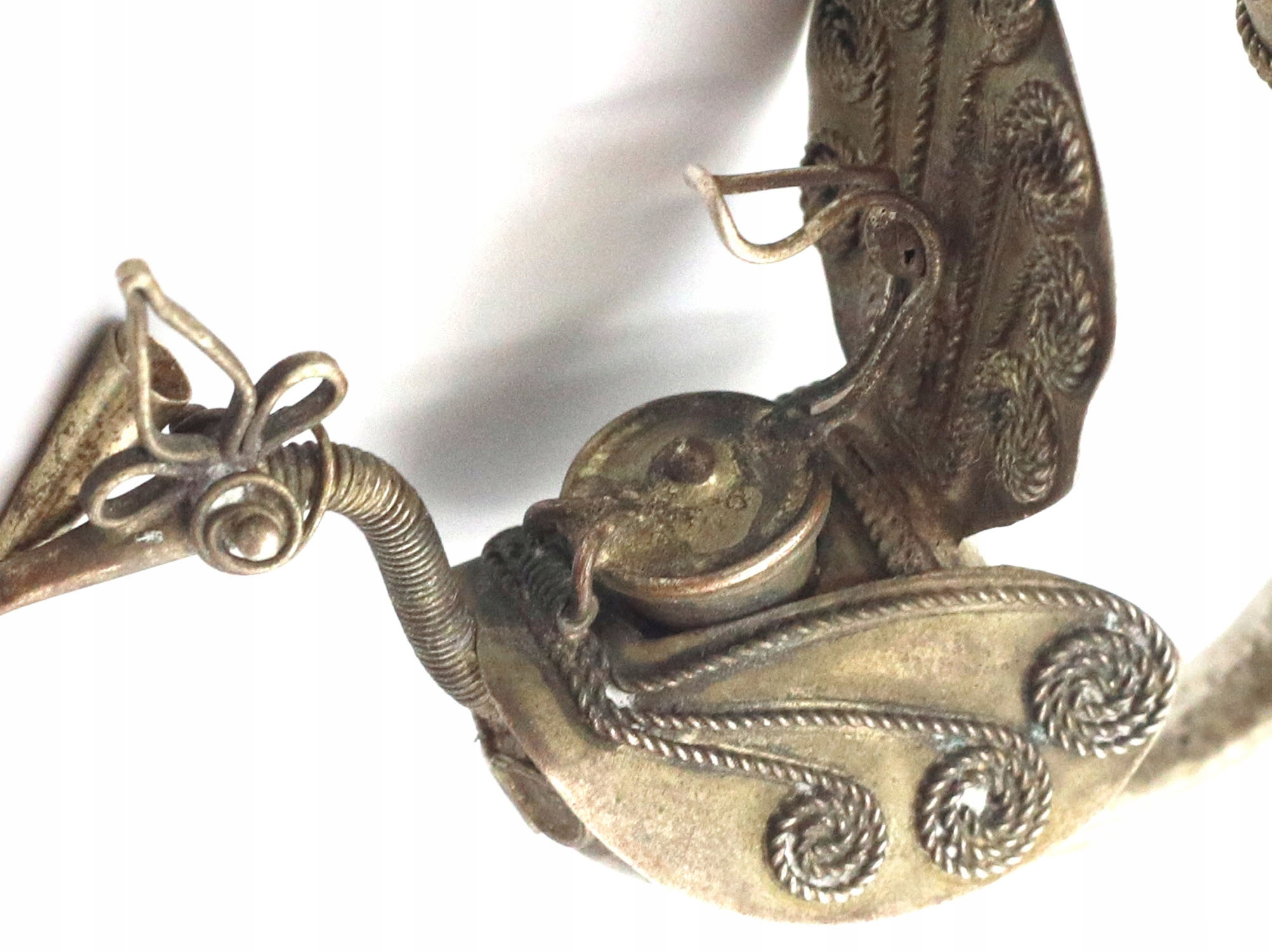 Chiny. XIX/XX wiek. Fajka do opium – biały metal | archiwum.niemczyk.pl