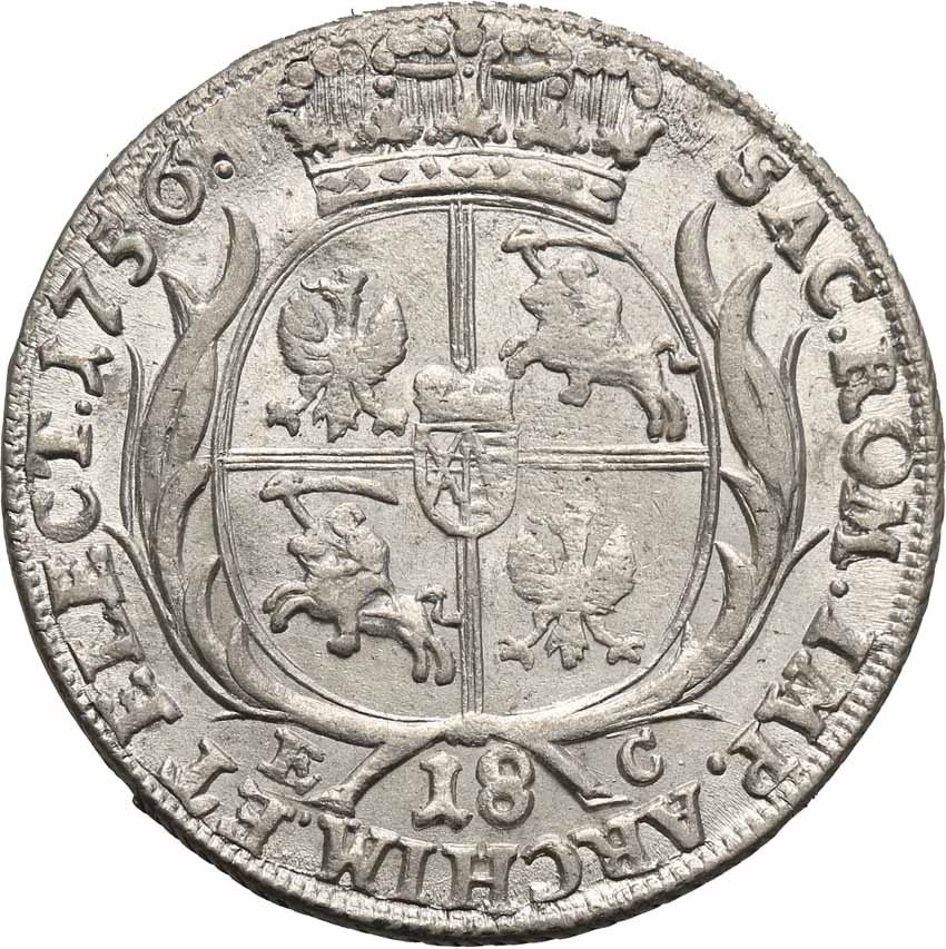 August III Sas. Ort (18 groszy) 1756, Lipsk | archiwum.niemczyk.pl