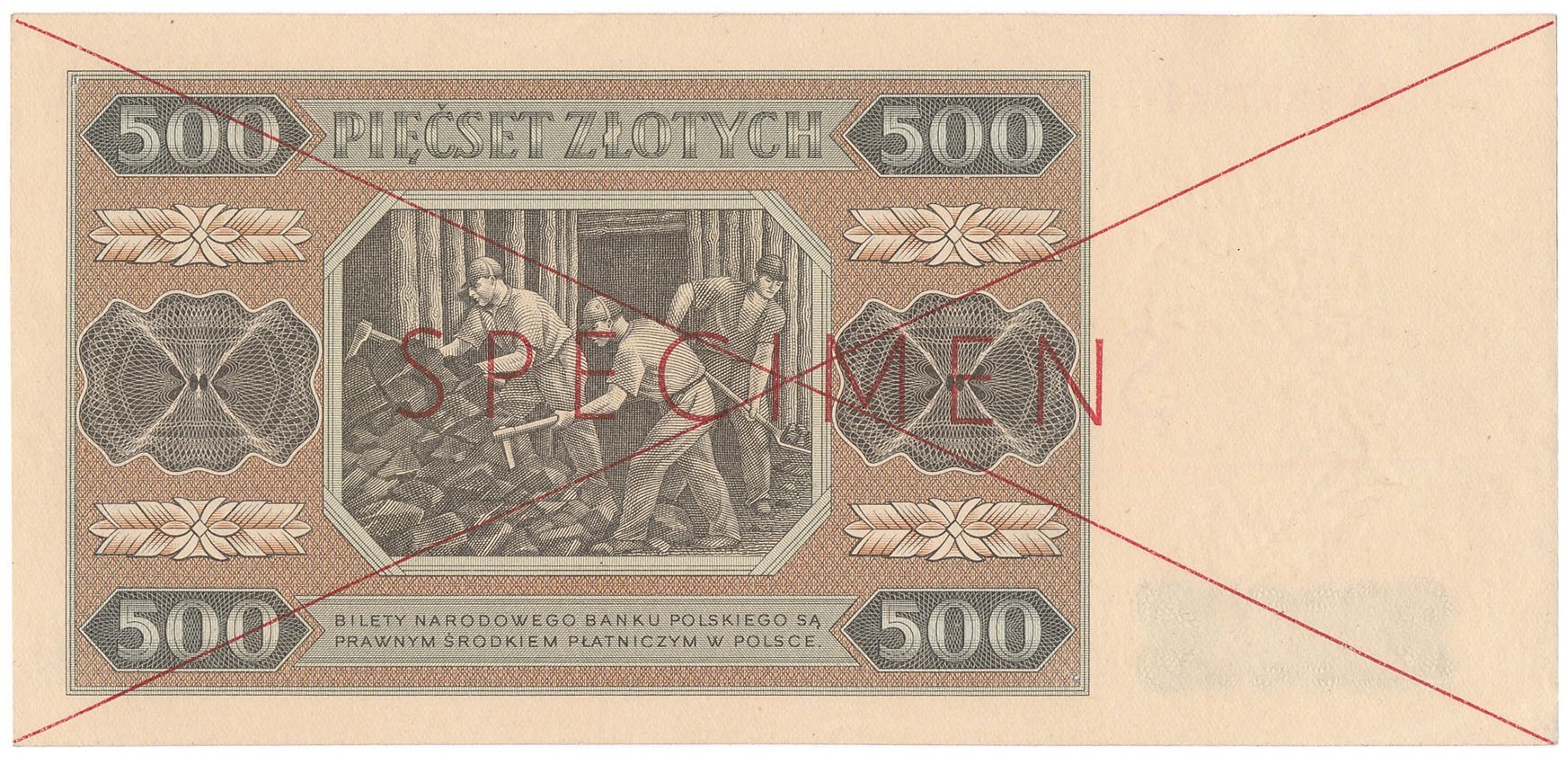 Banknot. WZÓR / SPECIMEN 500 złotych 1948 seria AA (R5) | archiwum ...