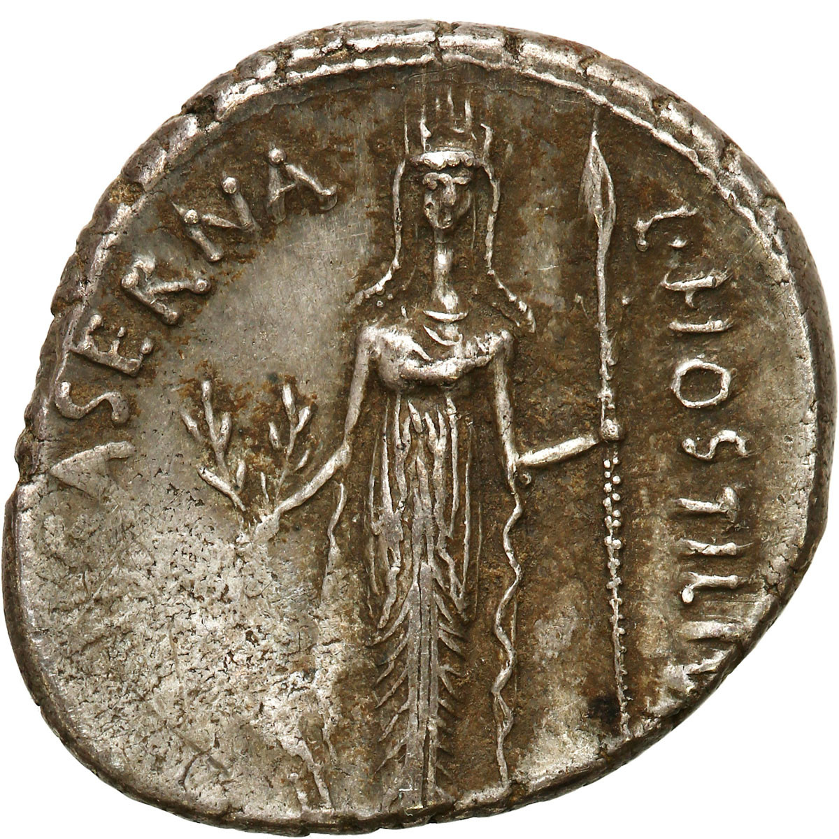 Republika Rzymska. L. Hostilius Saserna, 48 p. n. e. Denar, Rzym ...