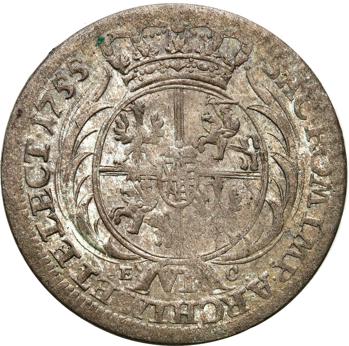 August III Sas. Szóstak (6 groszy) 1755, Lipsk - RZADKIE POPIERSIE ...