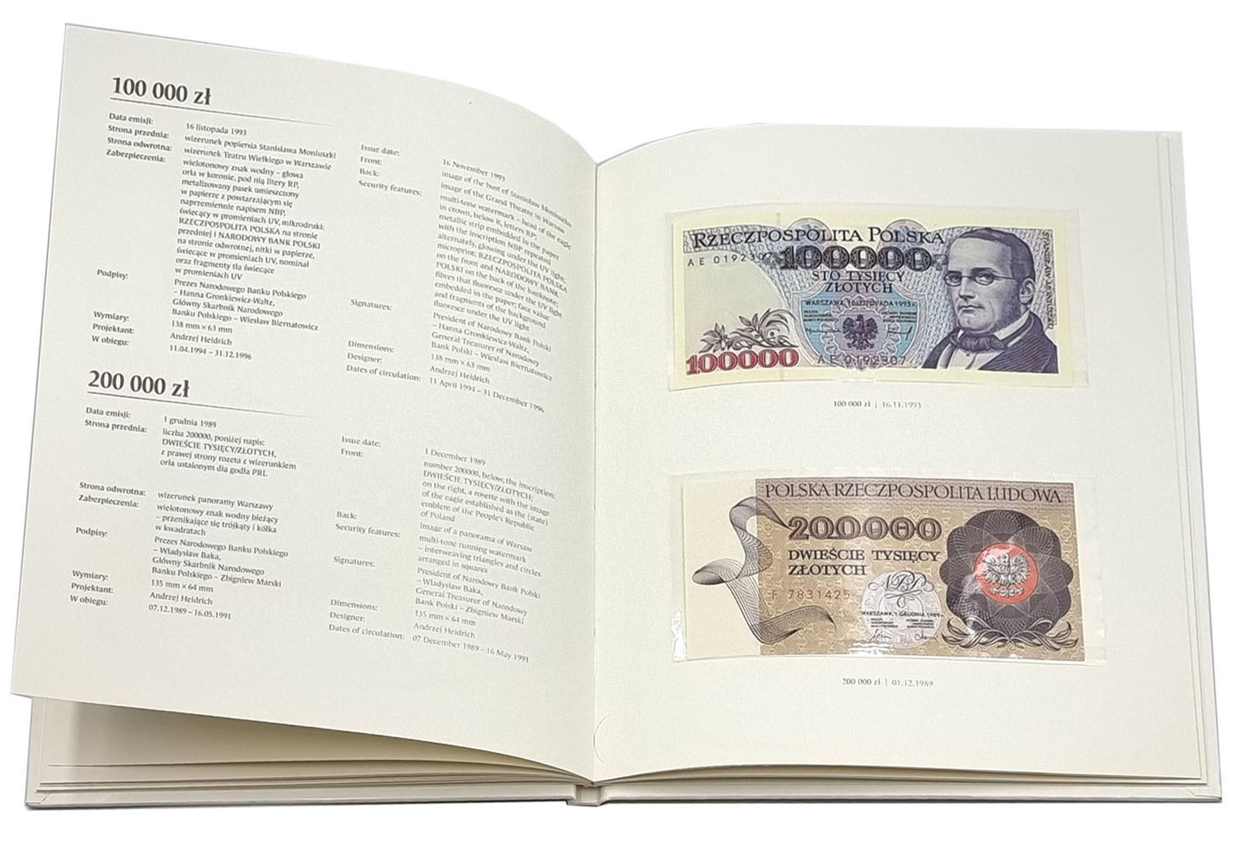 Klaser z 23 banknotami - polskie banknoty obiegowe z lat 1975-1996 ...