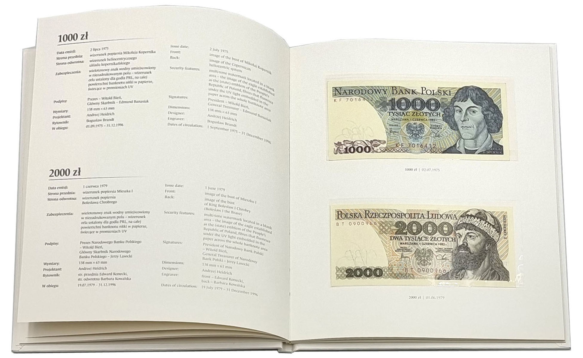 Klaser z 23 banknotami - polskie banknoty obiegowe z lat 1975-1996 ...