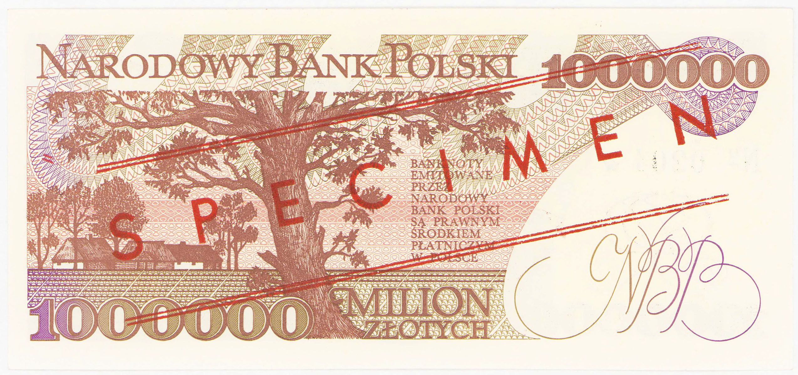 WZÓR / SPECIMEN. 1.000.000 złotych 1991 seria A | archiwum.niemczyk.pl