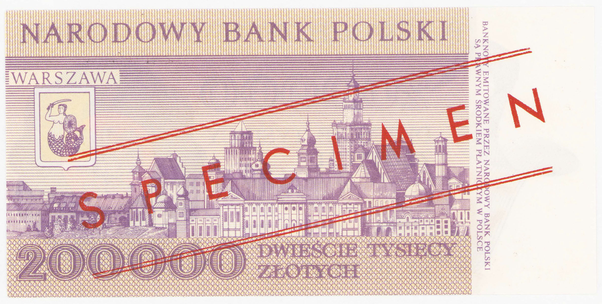 WZÓR / SPECIMEN. 200.000 złotych 1989 seria A | archiwum.niemczyk.pl