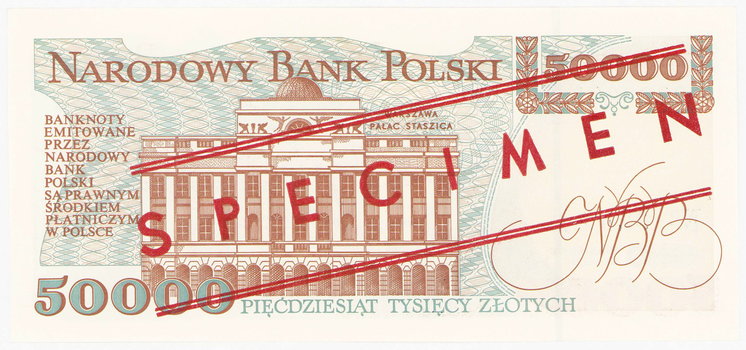 WZÓR / SPECIMEN. 50.000 złotych 1993 seria A | archiwum.niemczyk.pl