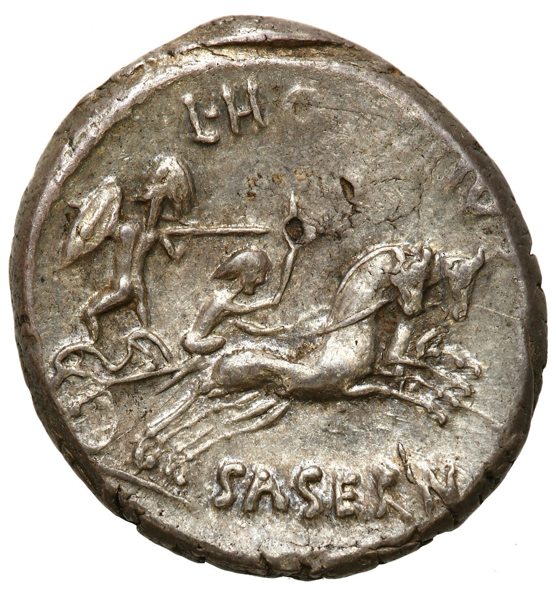 Republika Rzymska. L. Hostilius Saserna, 48 p. n. e. Denar, Rzym ...