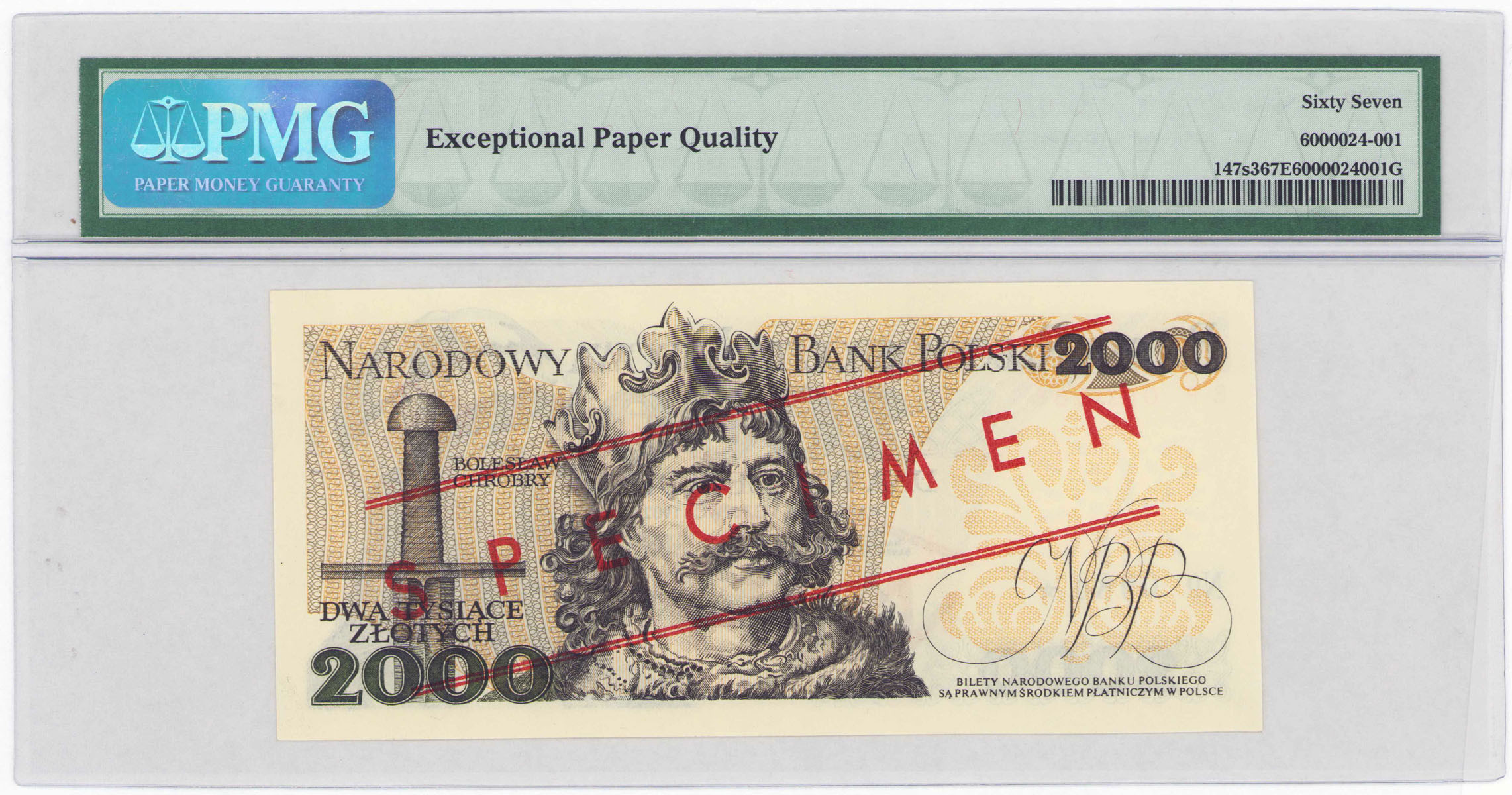 WZÓR/SPECIMEN 2.000 złotych 1982 seria BP, PMG 67 EPQ - NISKA NUMERACJA ...