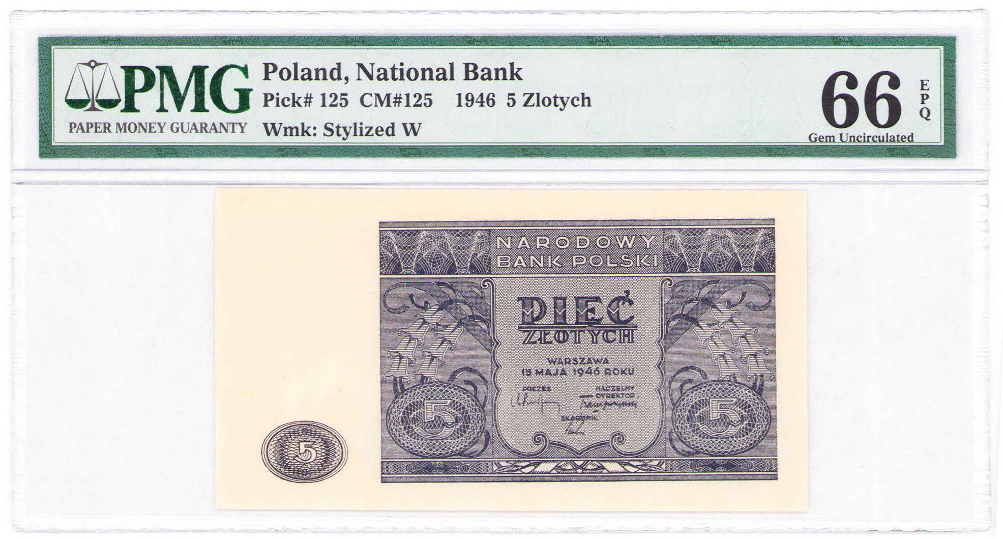 5 złotych 1946, PMG 66 EPQ | archiwum.niemczyk.pl
