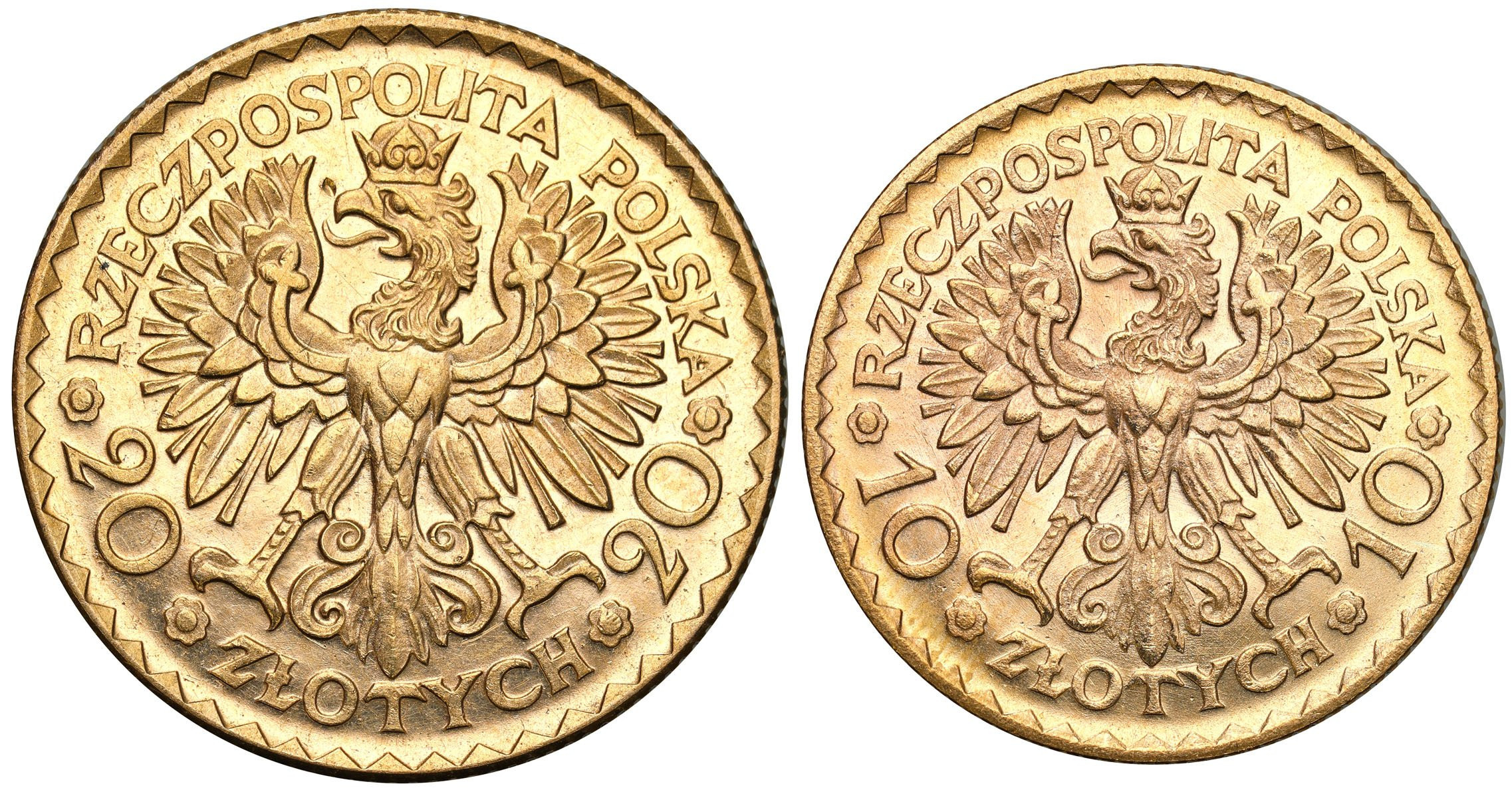 Polska II RP Zestaw 10 Z otych 20 Z otych 1925 Chrobry St 2 1