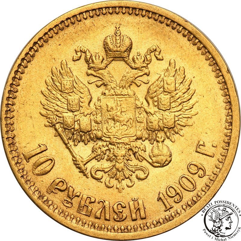 Rosja Mikołaj II 10 Rubli 1909 st.1- | archiwum.niemczyk.pl