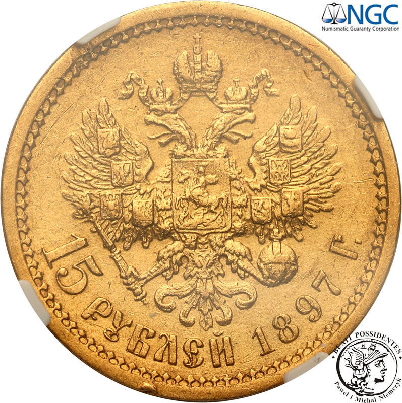 Rosja 15 Rubli 1897 NGC AU 55 | archiwum.niemczyk.pl